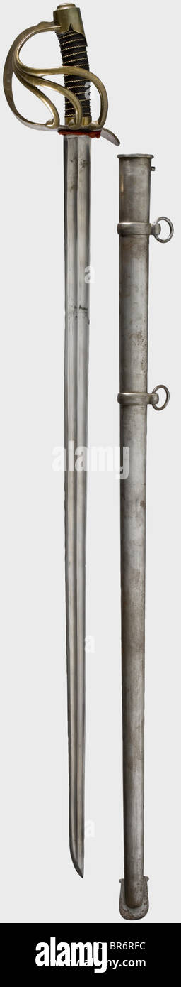 A model 1826 cuirassier's broadsword, dated 1839. Single-edged blade ...