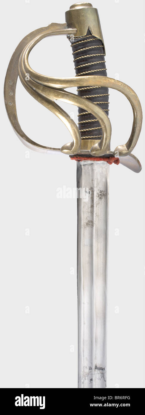 A model 1826 cuirassier's broadsword, dated 1839. Single-edged blade ...