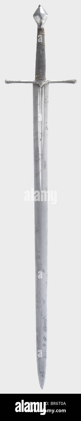 A German knightly sword, middle of the 15th century. Broad, double ...