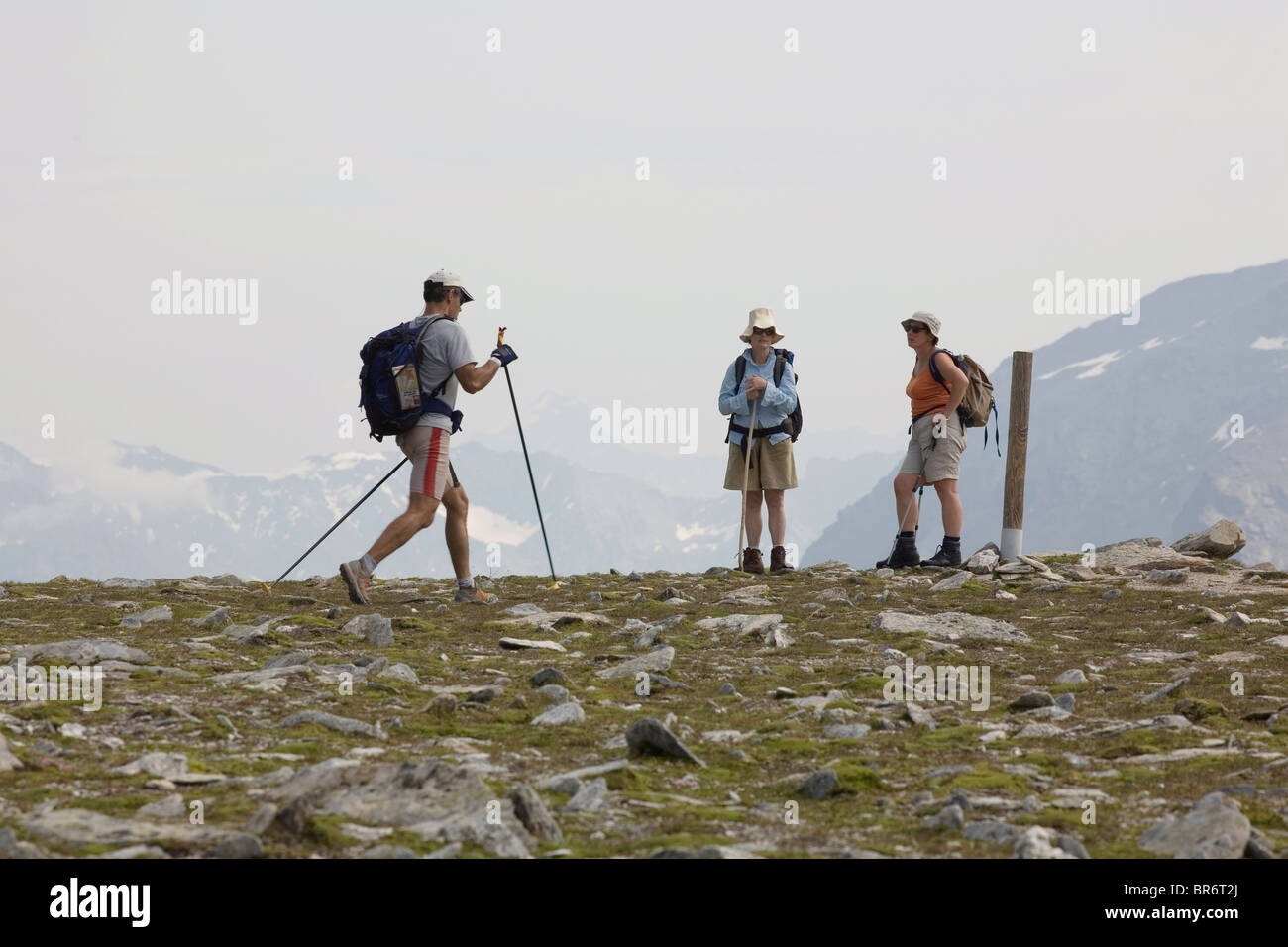 Three hikers in Vanoise National Park French Alps Stock Photo - Alamy