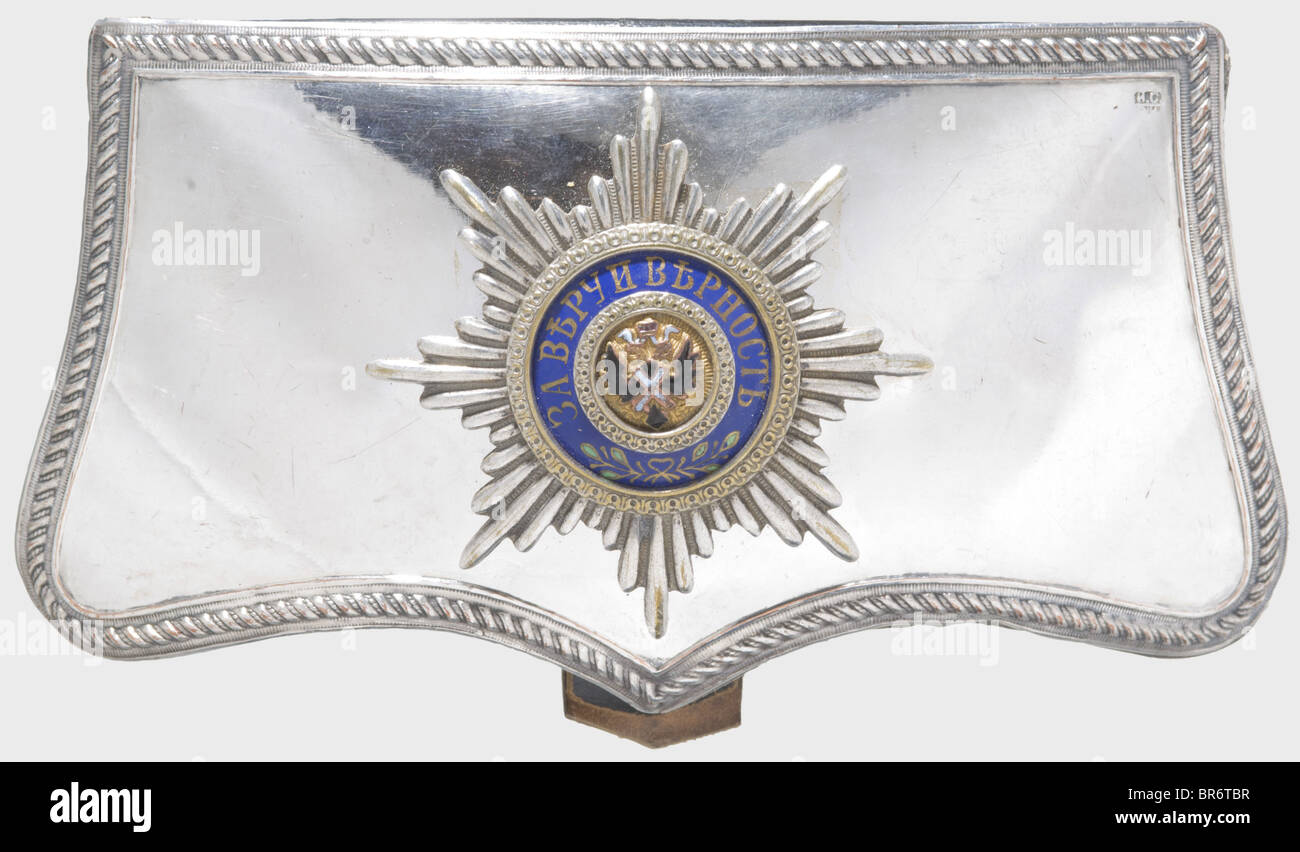A cartridge box for officers of the Guard Cavalry., Silver-plated lid ...