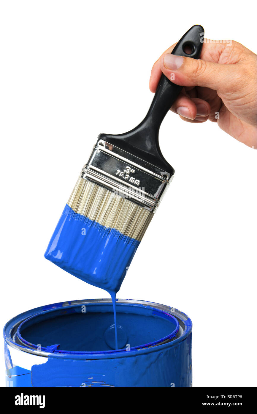 Hand with blue paint isolated over white background Stock Photo - Alamy
