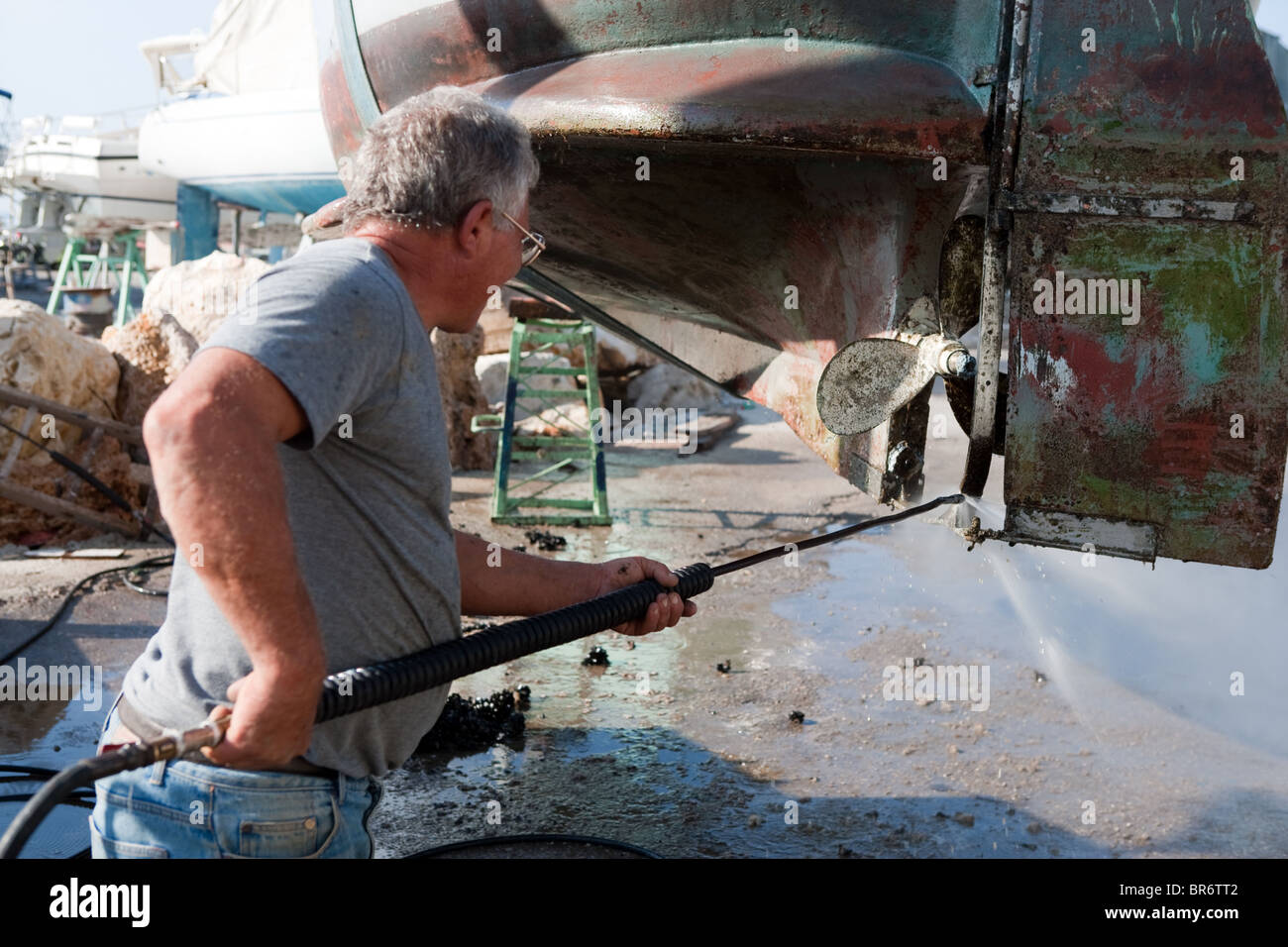 worker at work in shipyard Stock Photo - Alamy