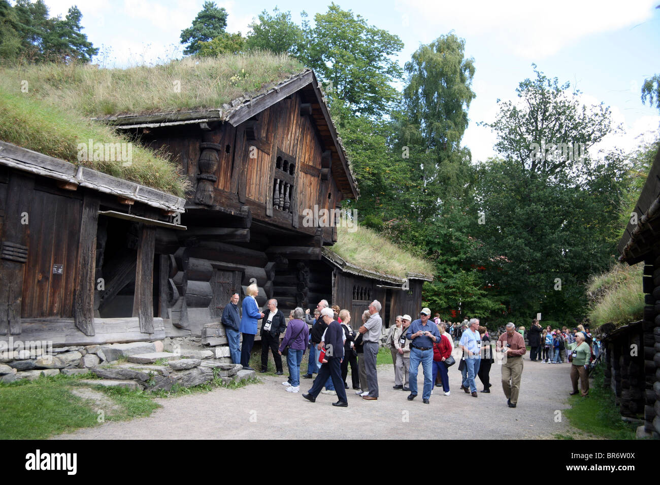 Open air museum in Oslo, Bygdoy folks museum with traditional wooden ...