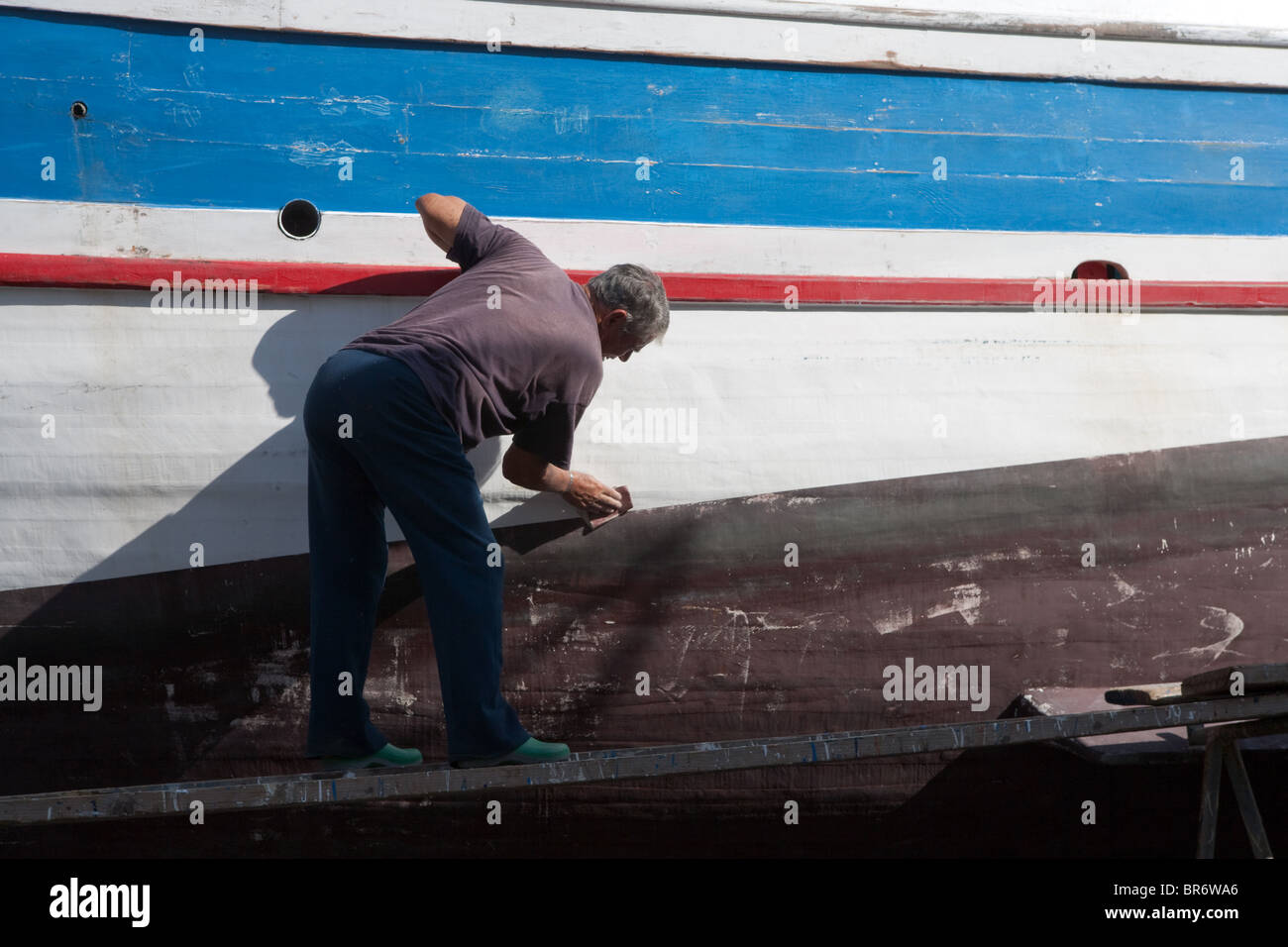 worker at work in shipyard Stock Photo - Alamy