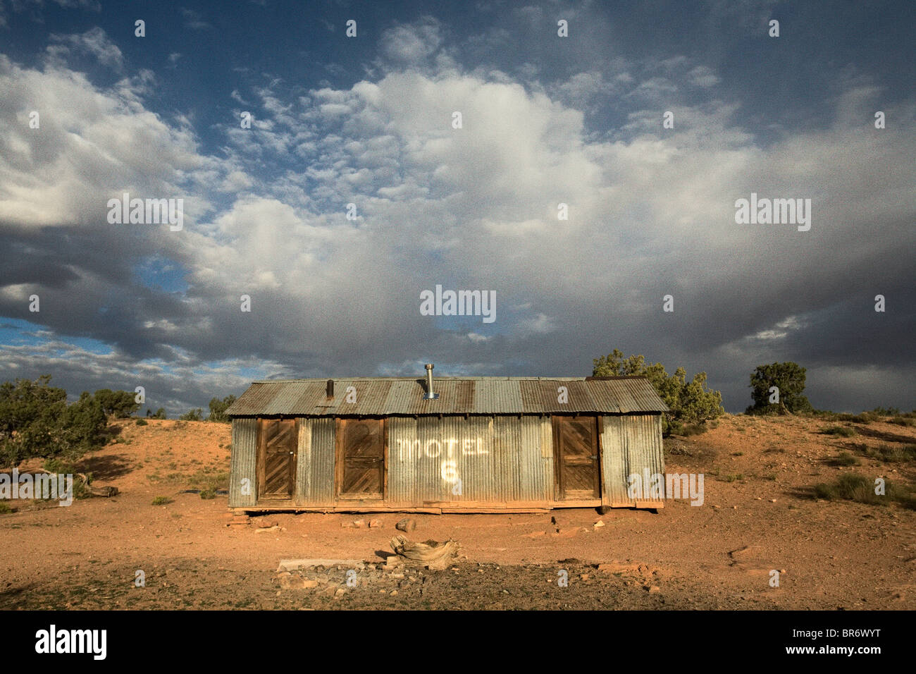 An old run down metal shed with 'motel 6' written on it Robbers Roost ...
