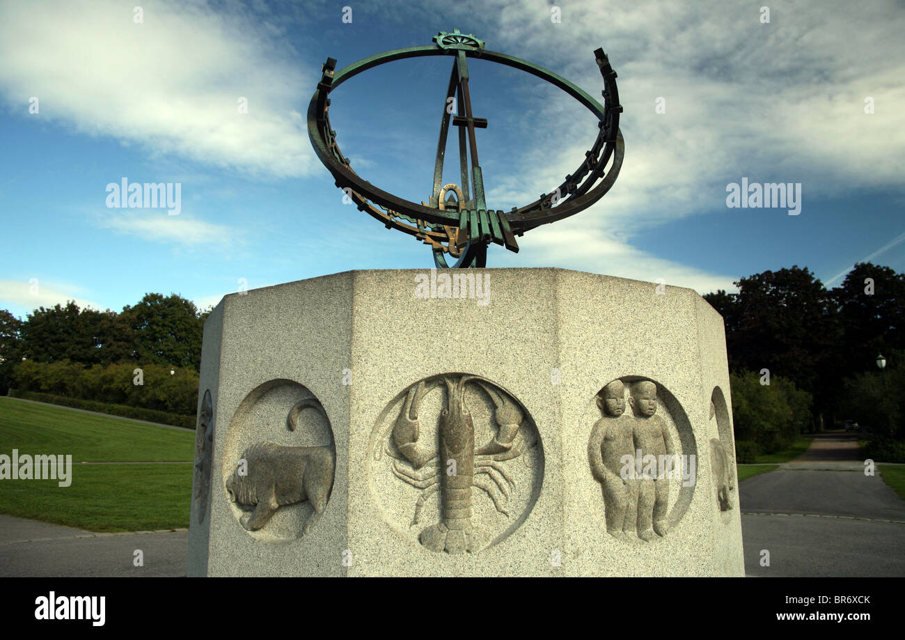 Norway's famous statues at Vigeland Park Oslo, sun dial Stock Photo - Alamy