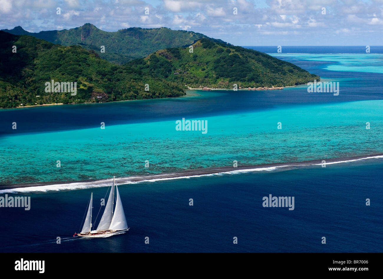 Aerial view of SY "Adele", 180 foot Hoek Design, underway close to the ...