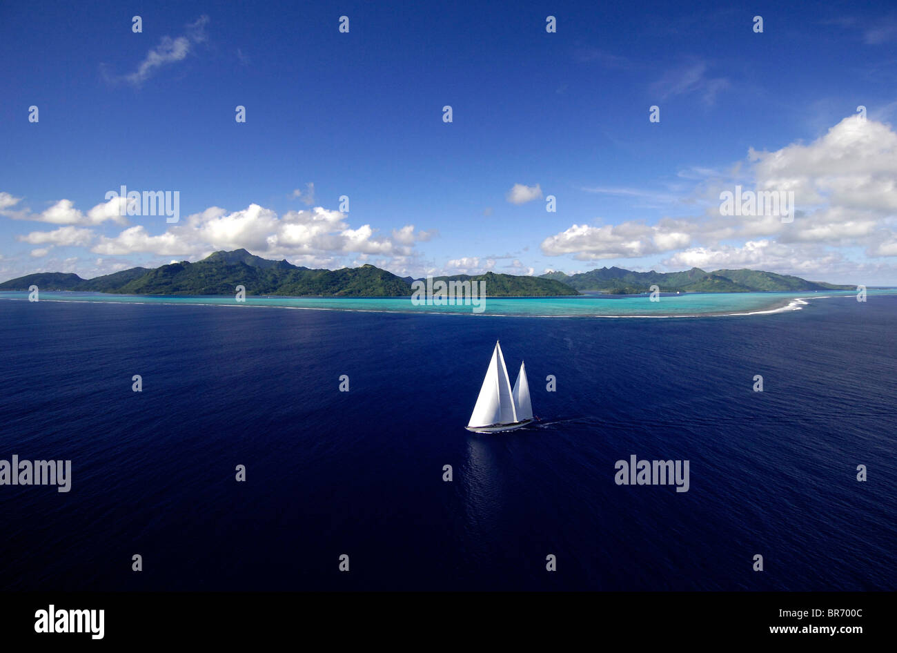 Aerial view of SY "Adele", 180 foot Hoek Design, underway close to the ...