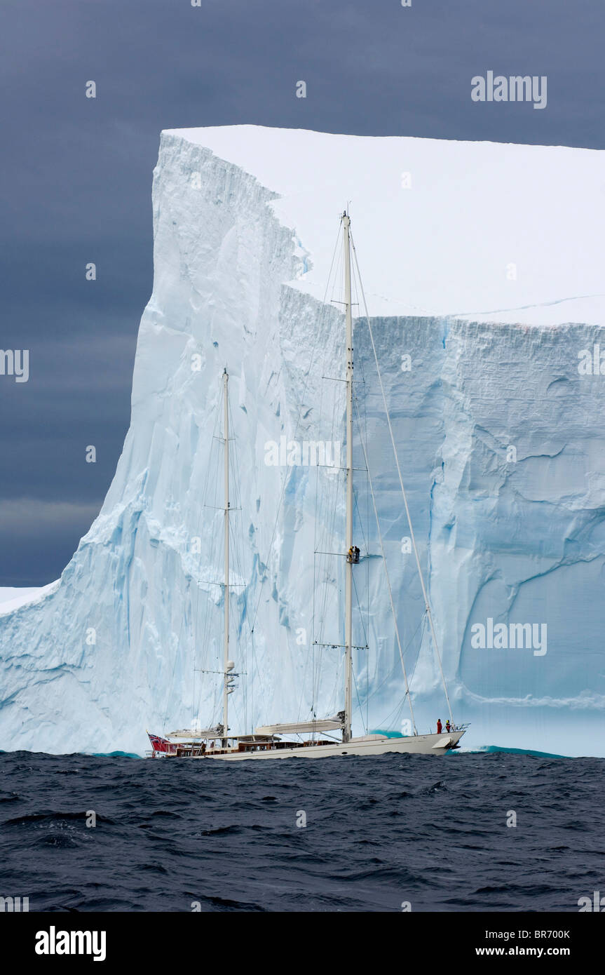 SY "Adele", 180 foot Hoek Design, exploring a tabular iceberg in the ...