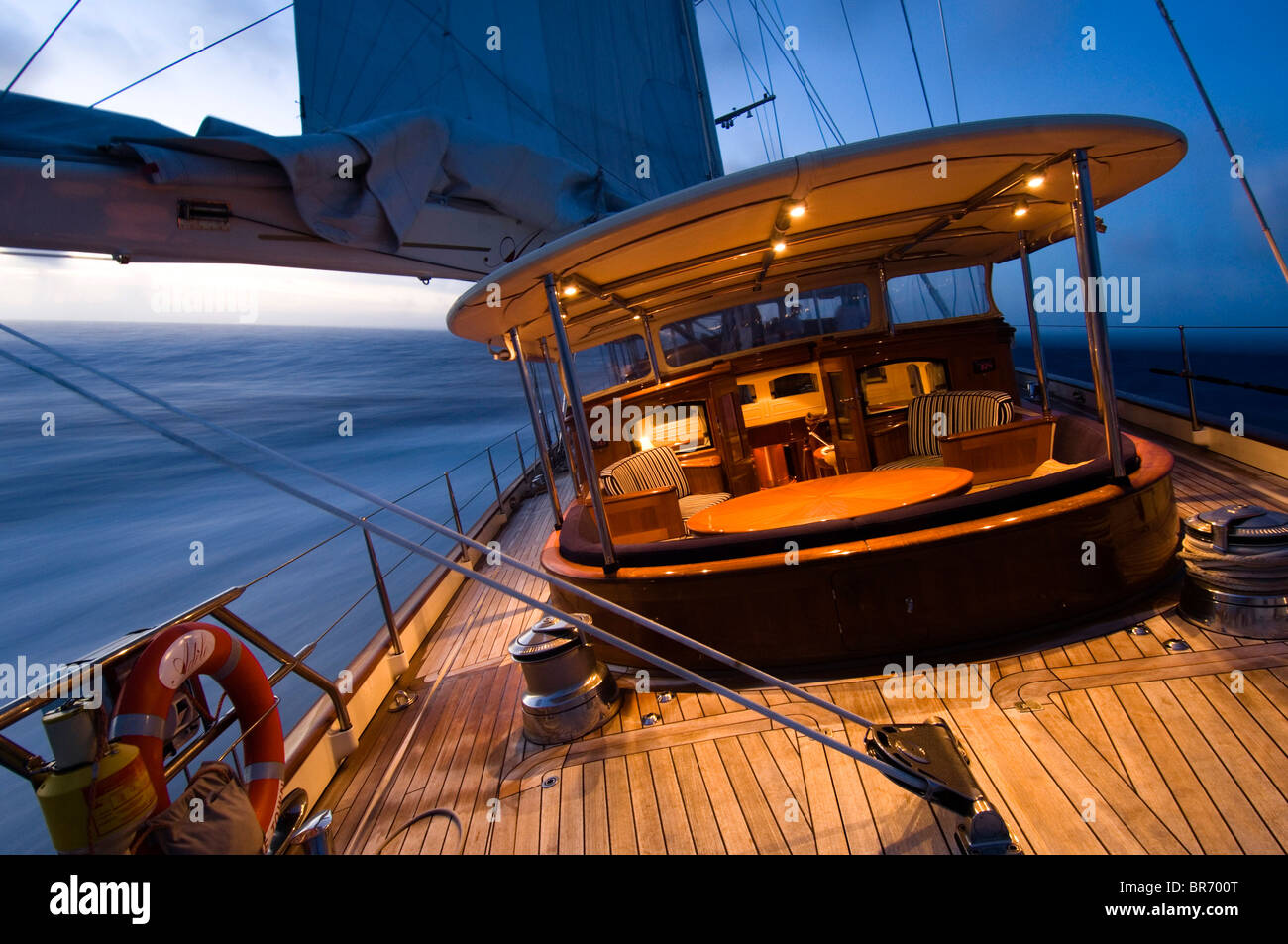 SY "Adele", 180 foot Hoek Design, evening sailing off the coast of ...