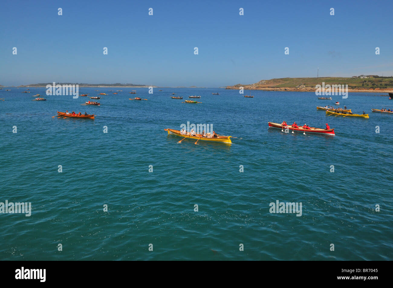 Gigs rowing out towards start line at the 19th World Pilot Gig ...