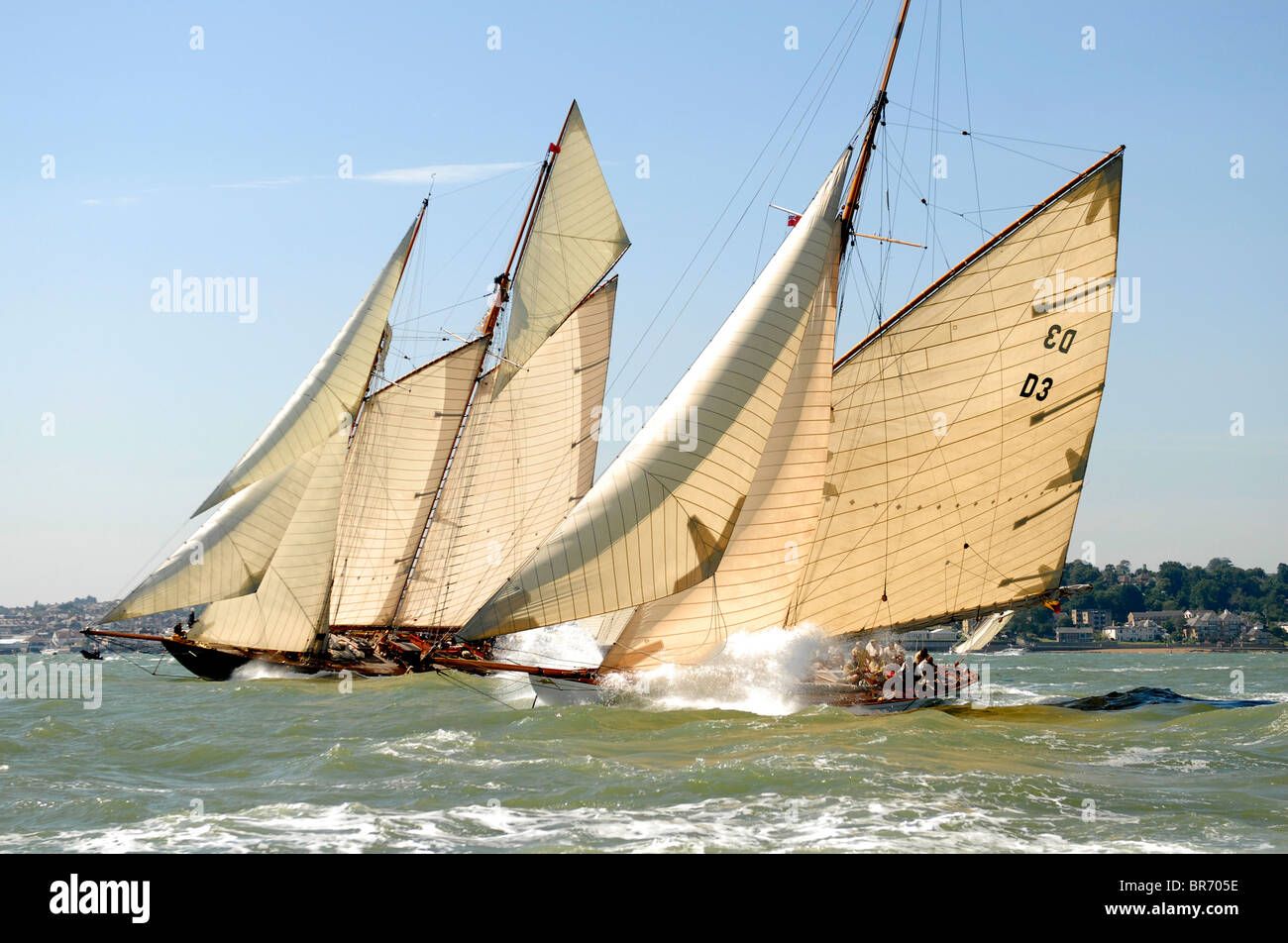 Tuiga and "Mariette" under sail during the Solent Race, The British ...