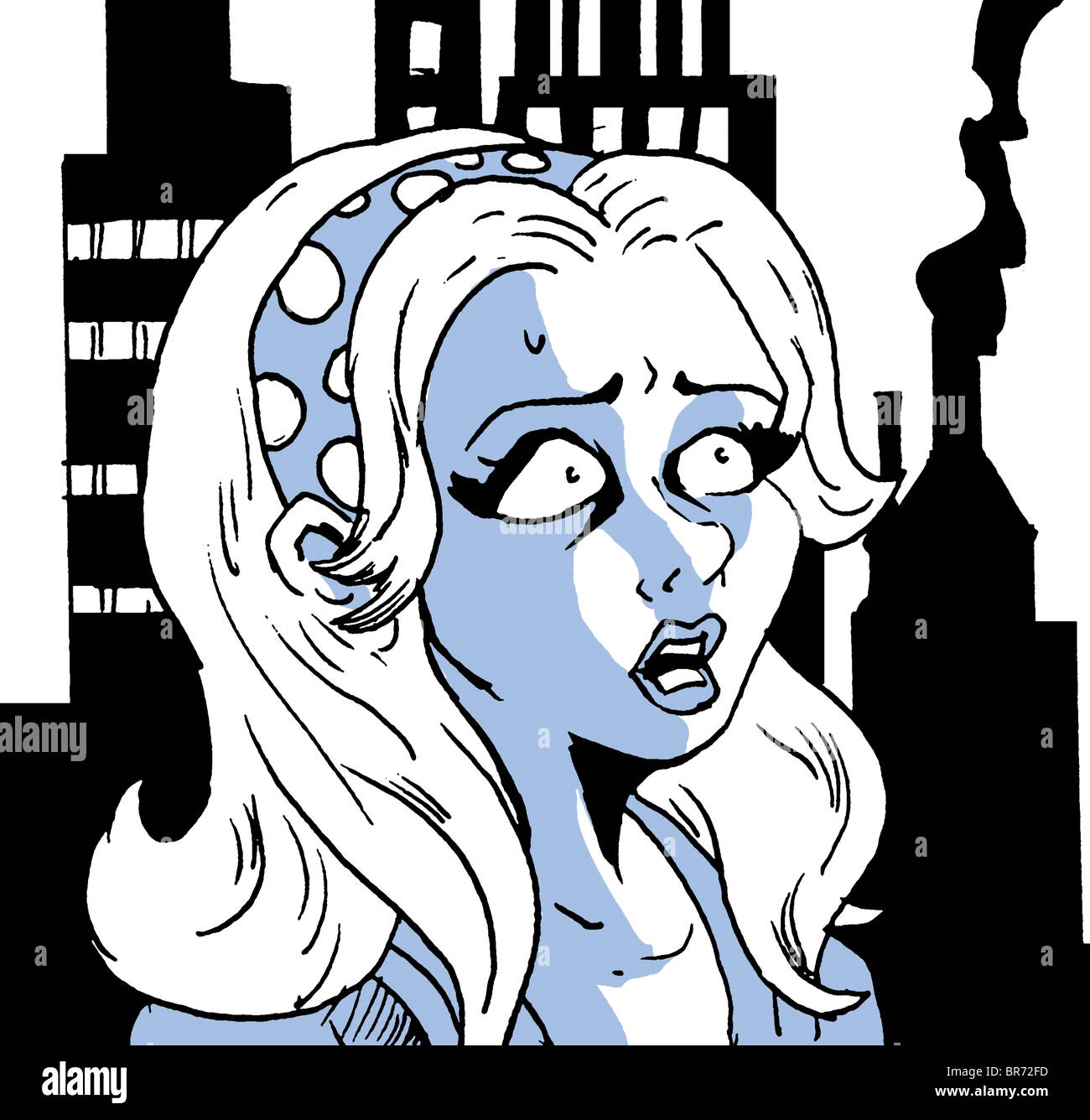 Cartoon woman frightened hi-res stock photography and images - Alamy