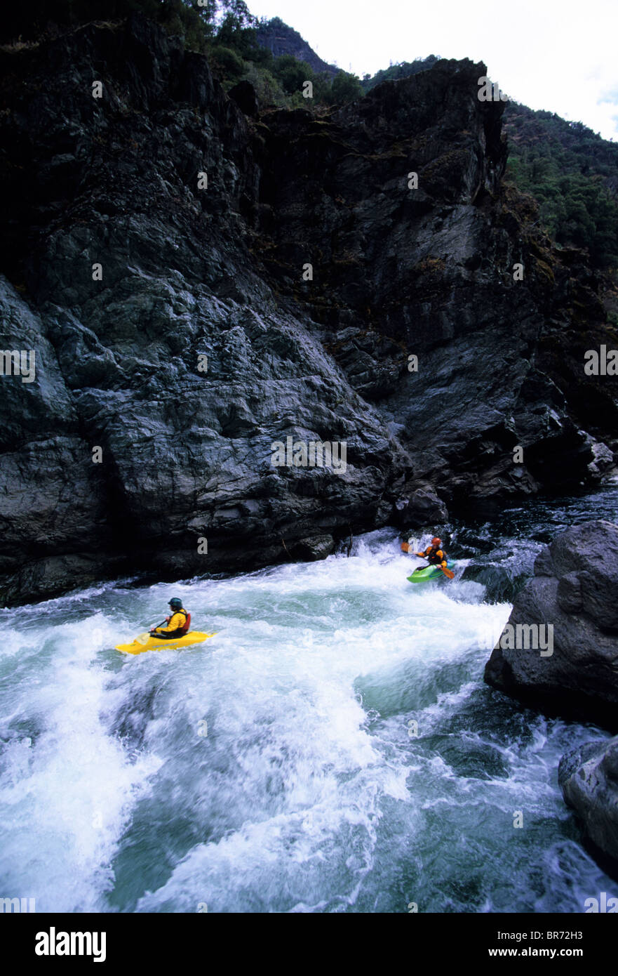 Two kayakers in a rapid inthe Burnt Ranch Gorge Trinity River ...