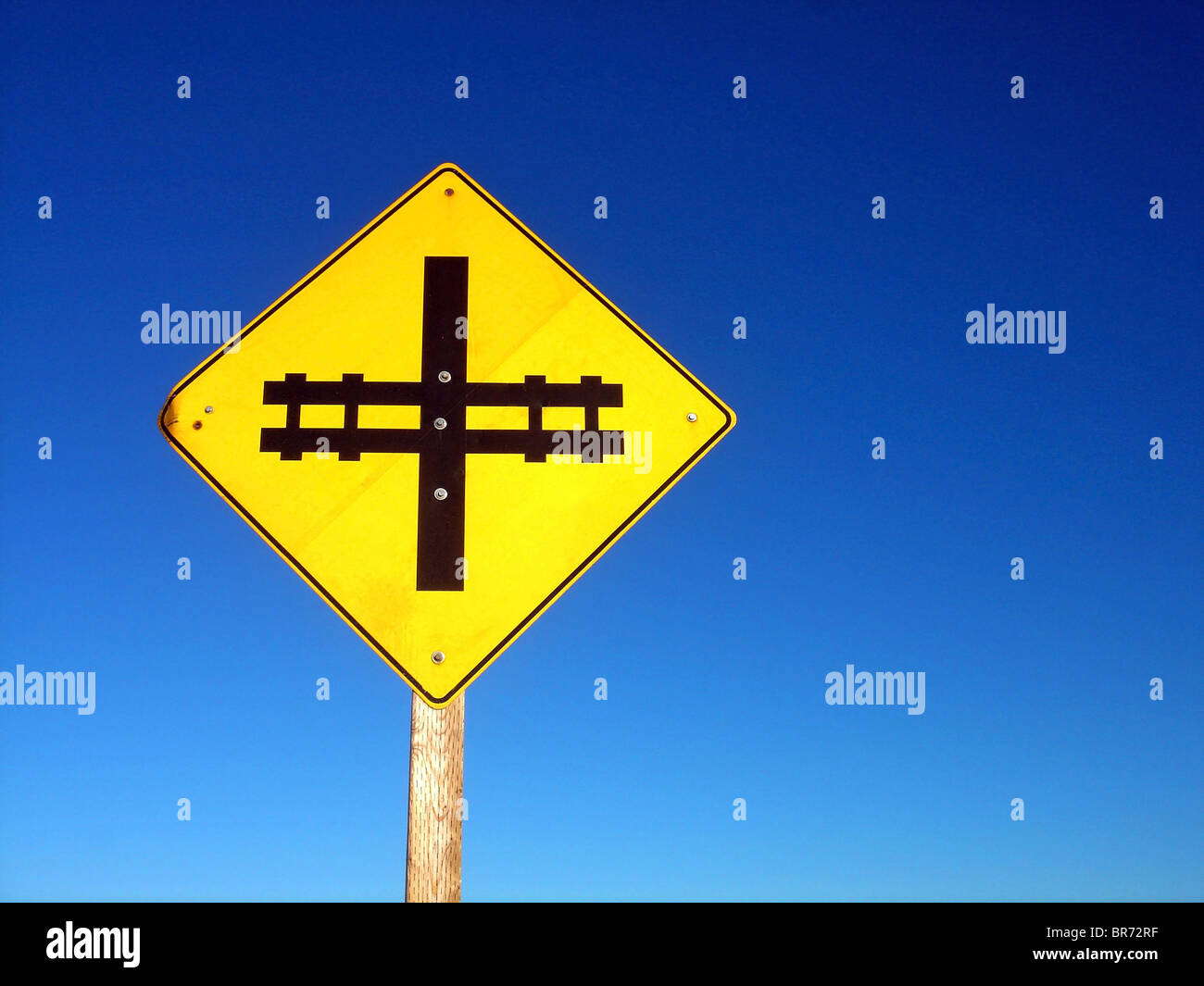 North American Highway Sign For A Railway Crossing With No Barriers ...