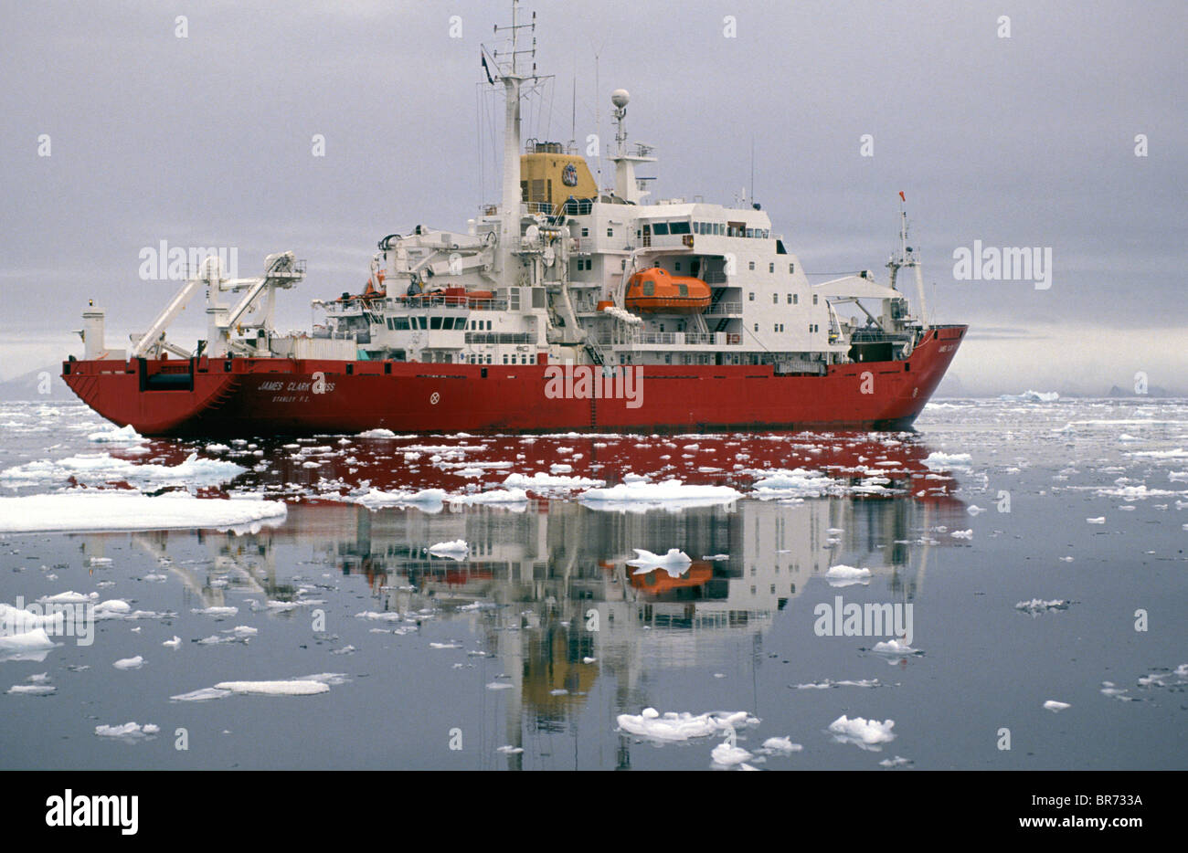 James Clark Ross, Antarctic supply and survey ship, Antarctica Stock ...