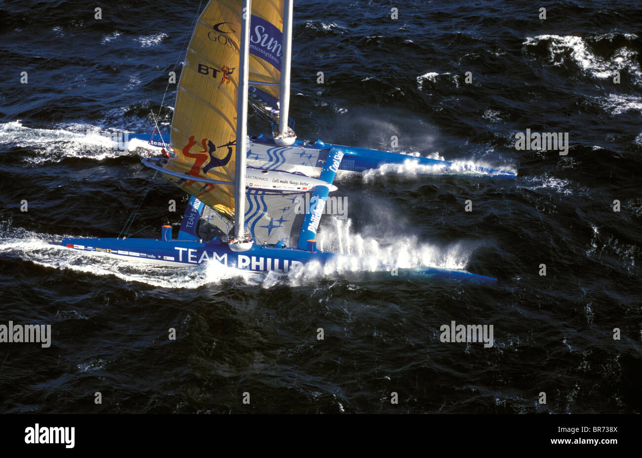 Early sea trials for Pete Goss's catamaran "Team Philips Stock Photo ...