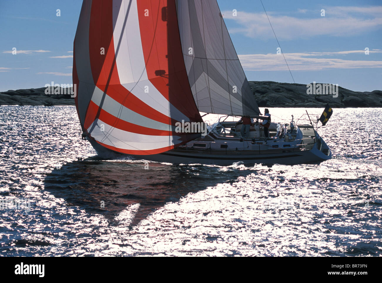 Najad 400 cruising the Swedish Archipelago Stock Photo - Alamy