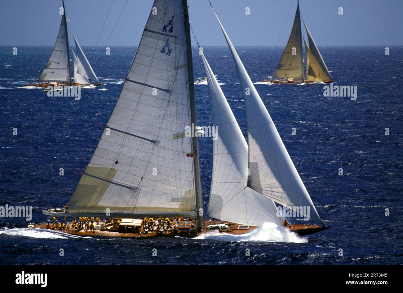 Left: "Shamrock V", Middle: "Endeavour", Right: "Velsheda", Antigua ...