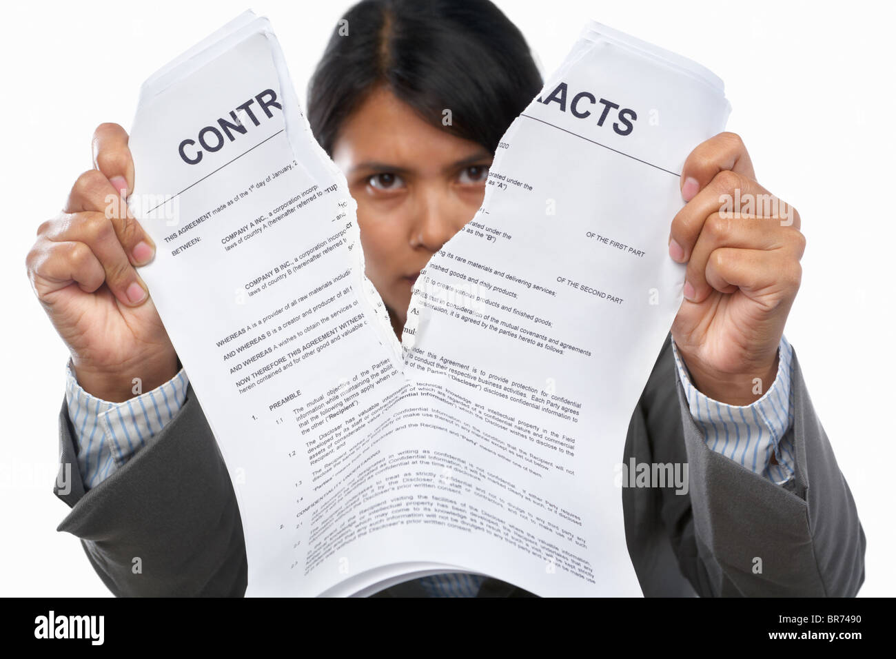 Woman ripping up paper hi-res stock photography and images - Alamy