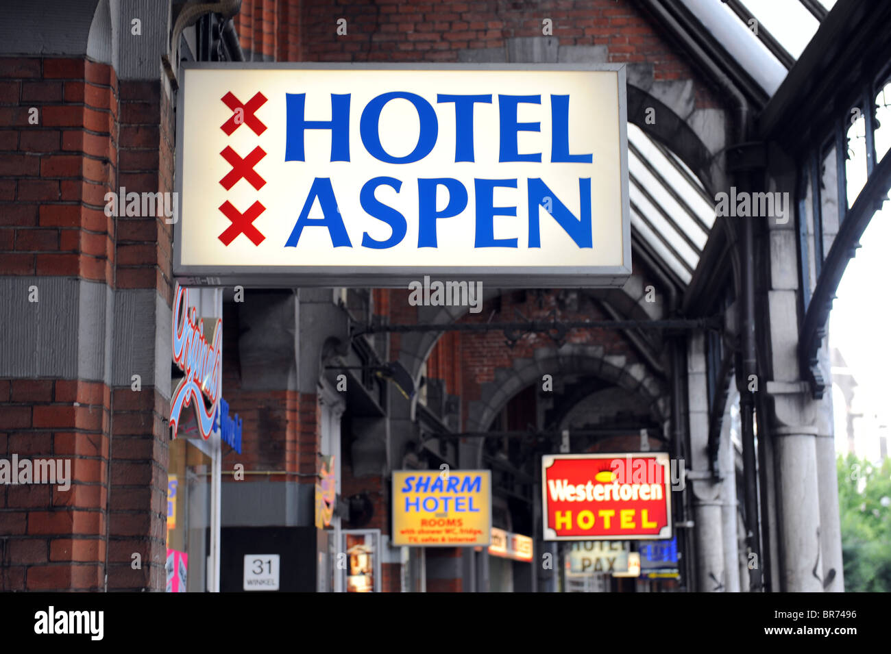 Hotel Aspen sign in Amsterdam, Holland Stock Photo - Alamy