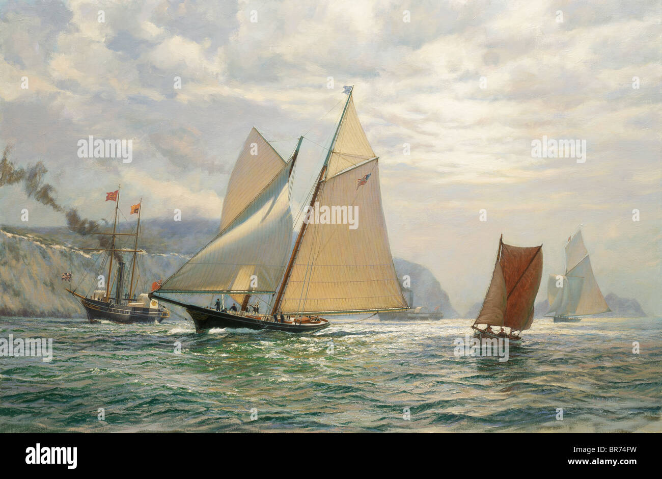 A fair wind to victory. The America salutes the Victoria and Albert I ...