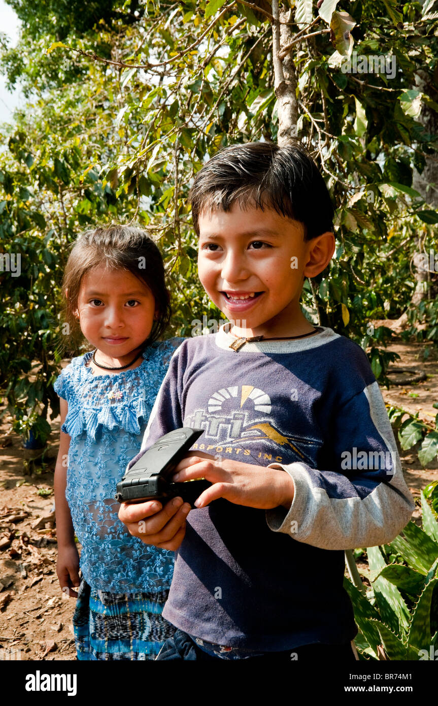 Indigenous Mayan children together, in San Juan la Laguna, Solola ...