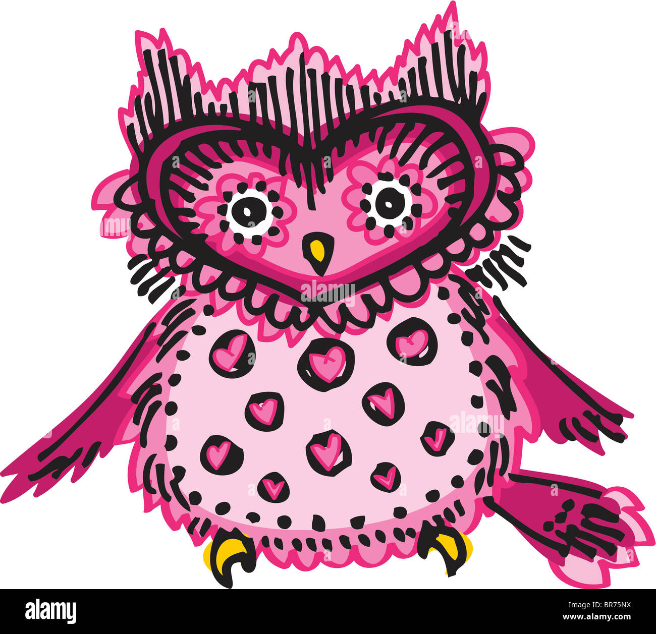 Cute Pink Owls Cartoon