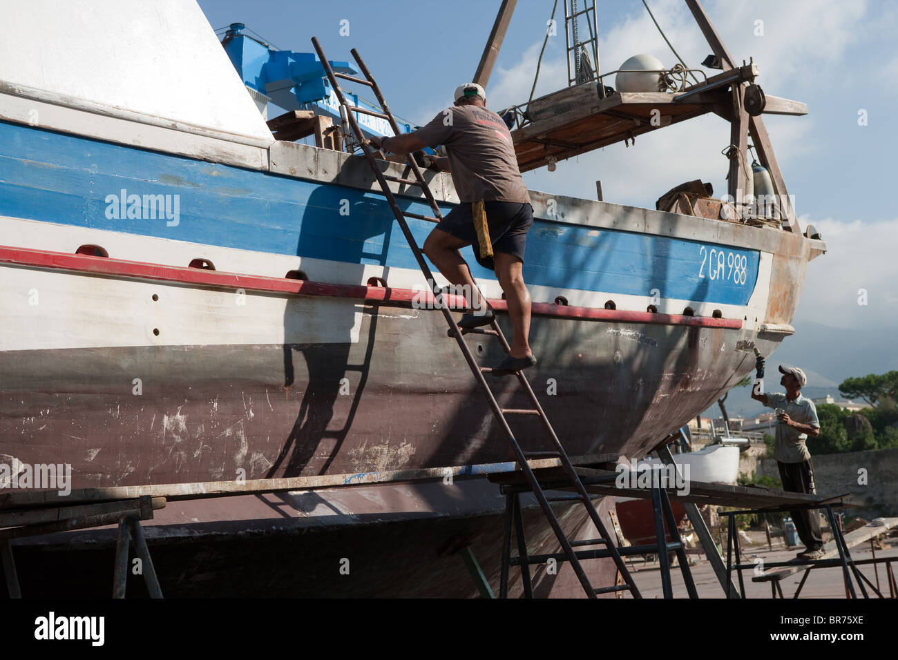 worker at work in shipyard Stock Photo - Alamy