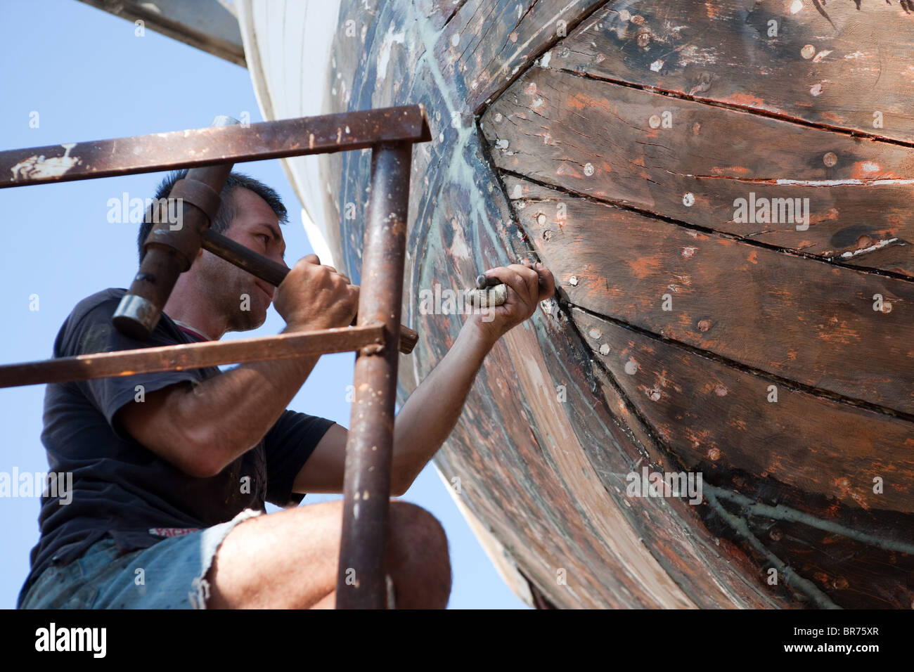 worker at work in shipyard Stock Photo - Alamy