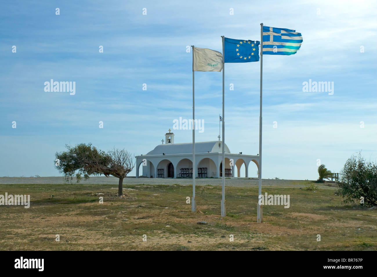 Greek church on the beach Stock Photo - Alamy
