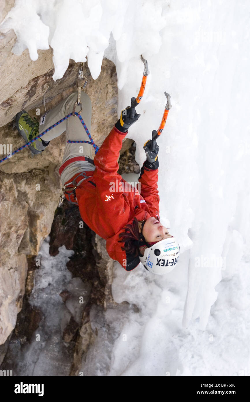Woman ice climbing Colorado Stock Photo - Alamy