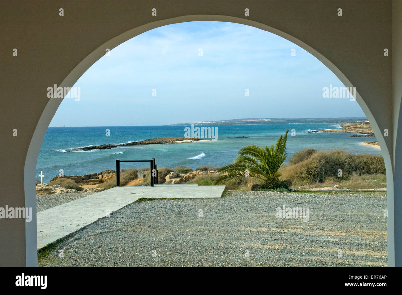 Greek church on the beach Stock Photo - Alamy