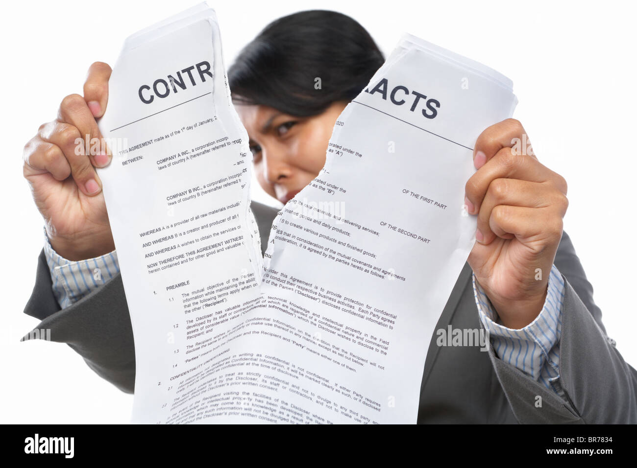 Woman tearing contract hi-res stock photography and images - Alamy