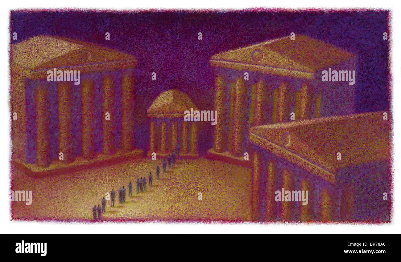 A long line of businessmen entering a building Stock Photo - Alamy