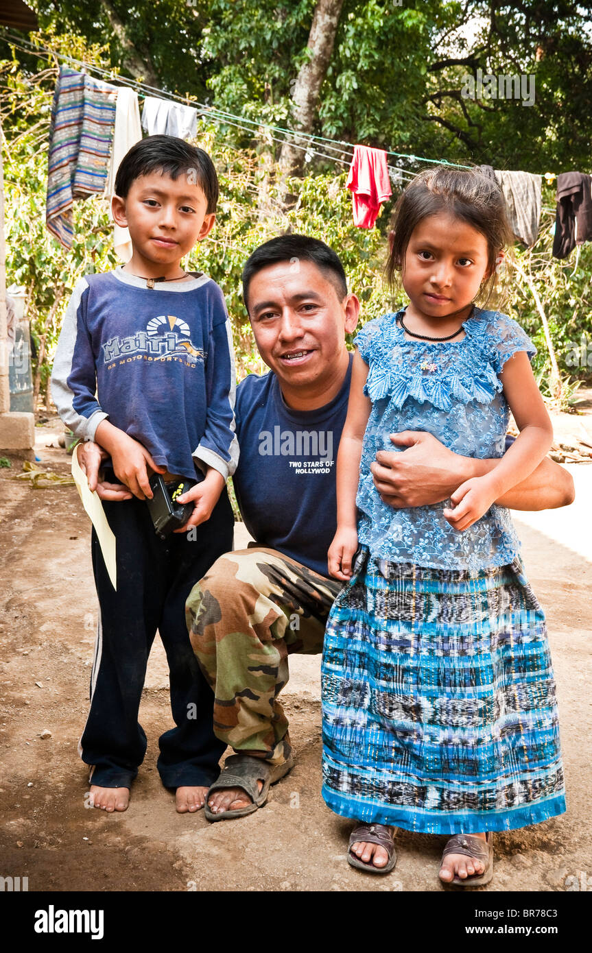 Indigenous Mayan Family together, in San Juan la Laguna, Solola ...