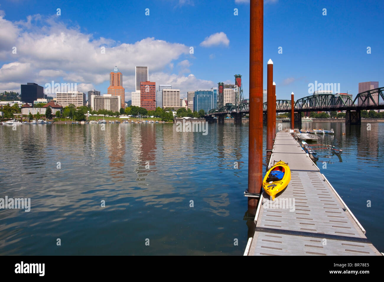 View Of The Waterfront Along The Willamette River; Portland, Oregon ...