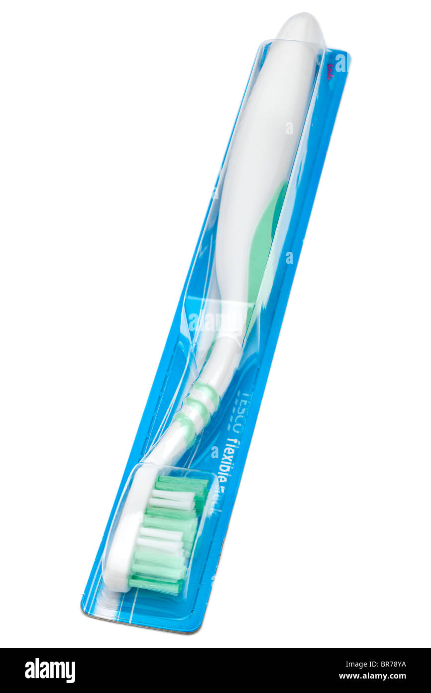 Flexible head toothbrush in a sealed blue packet Stock Photo - Alamy