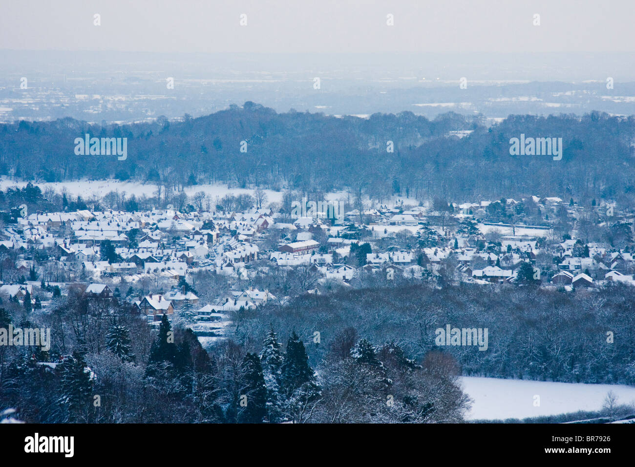 January snow scenes in Reigate Surrey Stock Photo - Alamy