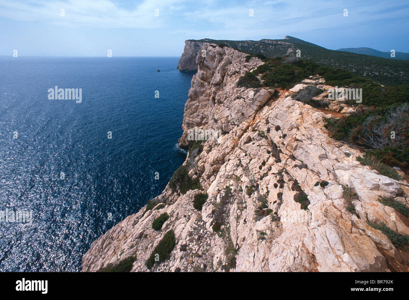 Cliffs over the Mediterranean sea at Capo Caccia, Sardinia, Italy Stock ...
