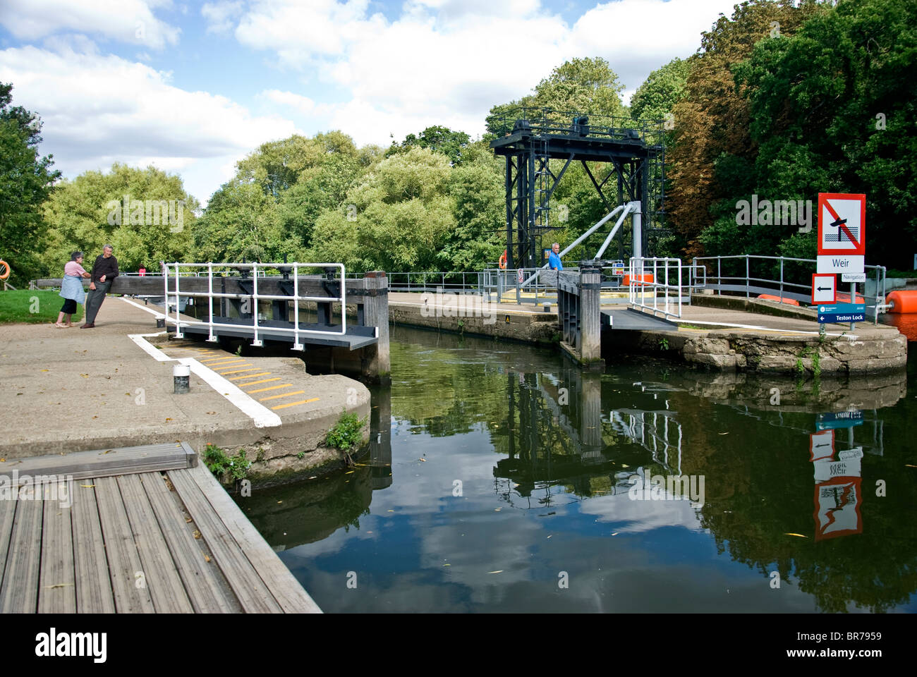 Lock gates on a river Stock Photo - Alamy