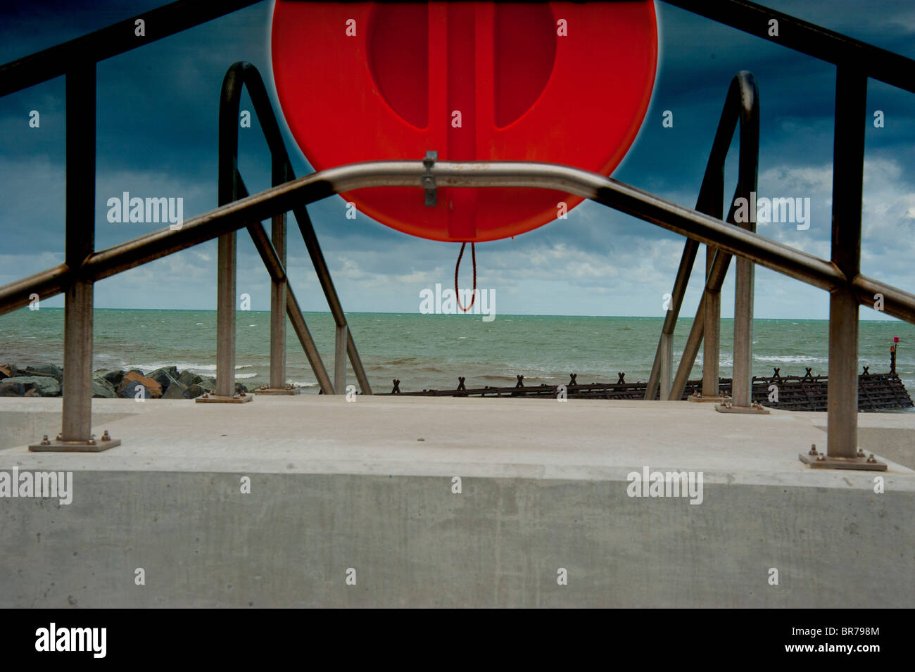 aberaeron see front note the new sea difencess Stock Photo - Alamy