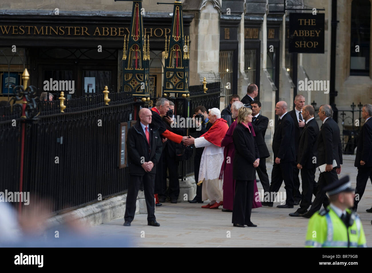 Pope Benedict XVI arrives at Westminster Abbey during his papal tour of ...