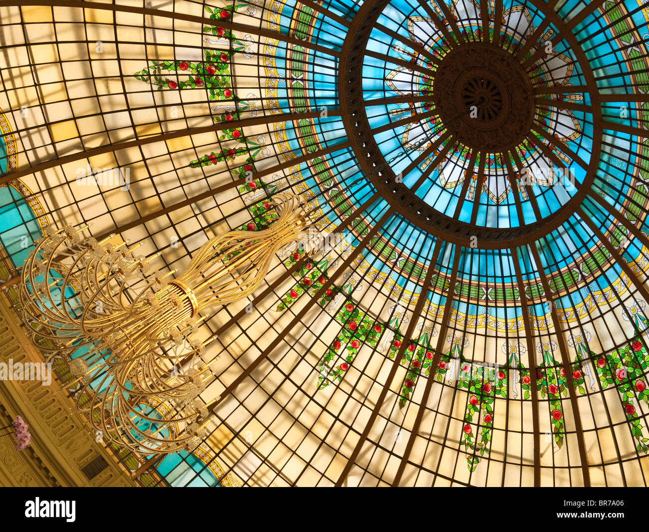 Stained glass dome of Rotonda Hall Lounge, Madrid Palace Hotel, (1912 ...