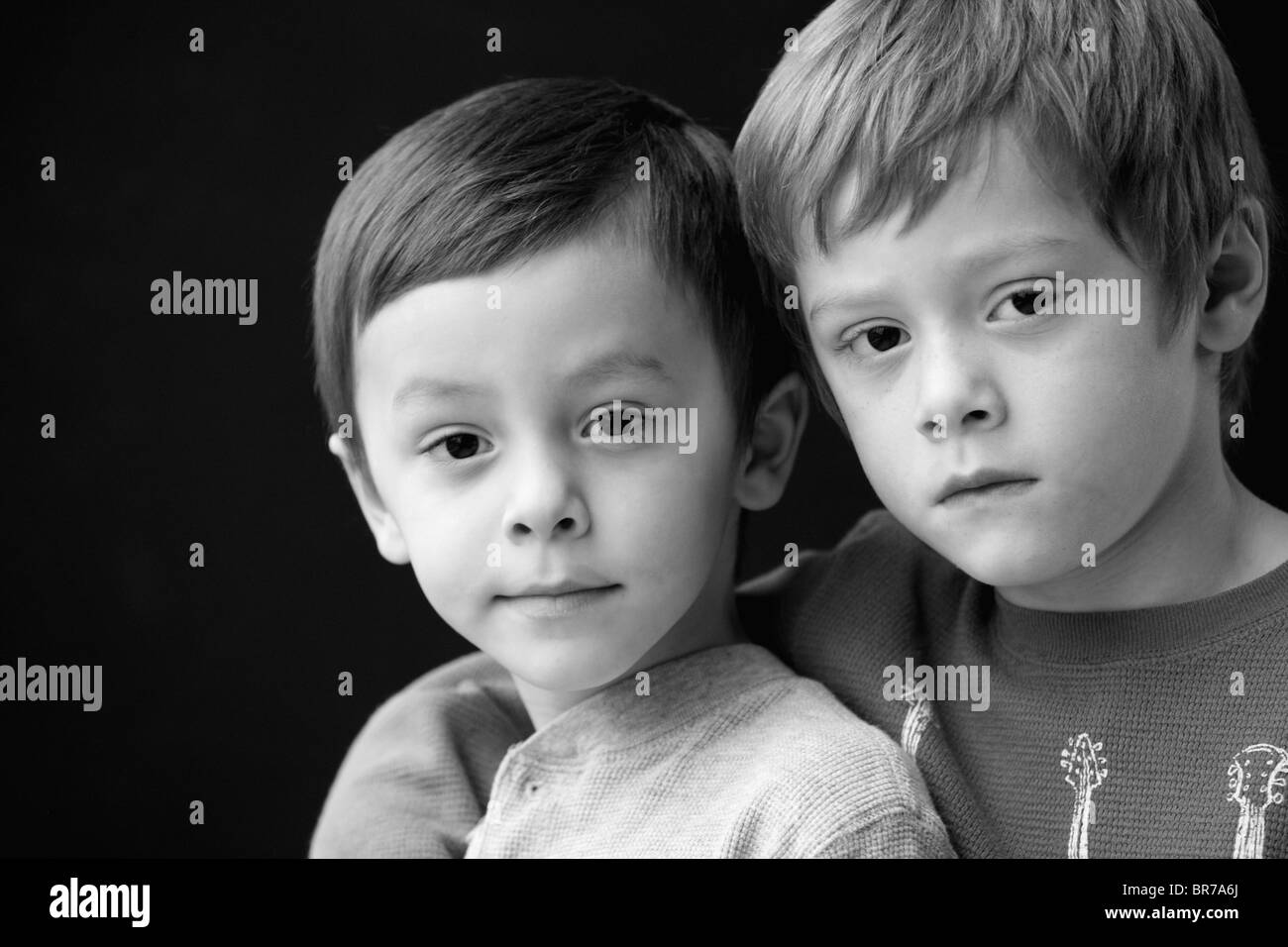 Brothers togetherness Black and White Stock Photos & Images - Alamy