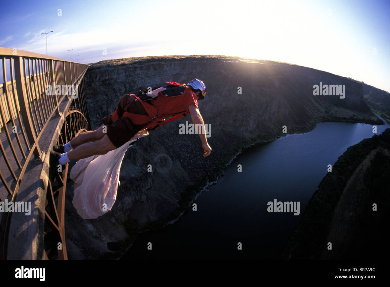 Base Jumping Off Of The Perrine Bridge High Resolution Stock ...