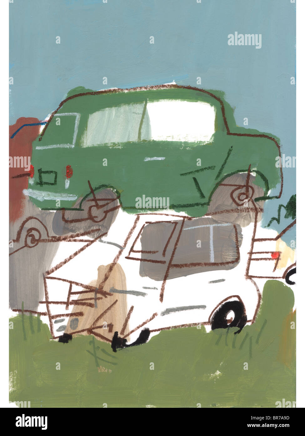 Sketch of car yard Stock Photo - Alamy
