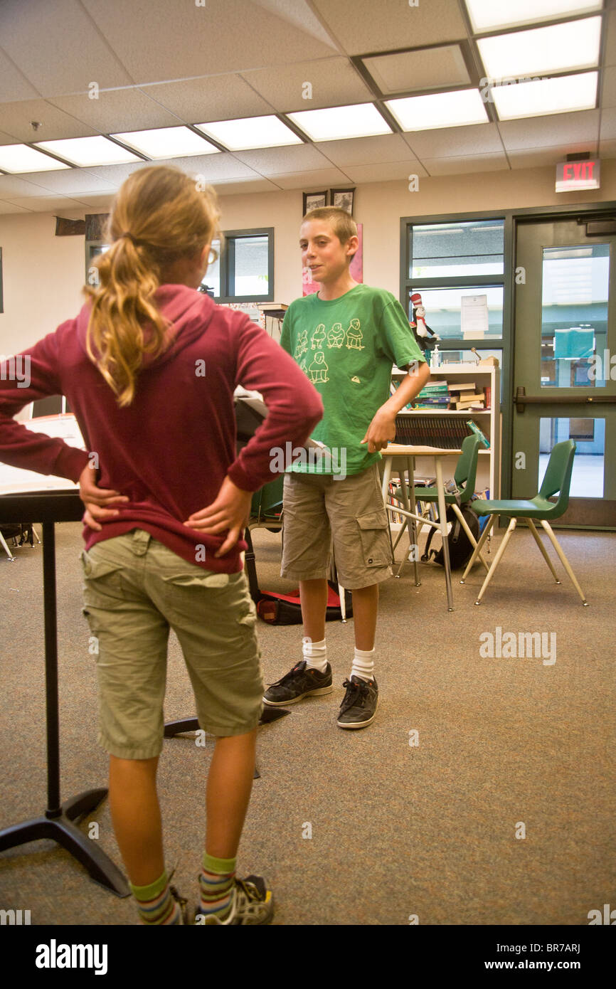 An unprepared middle school student seems unsure of himself during a ...