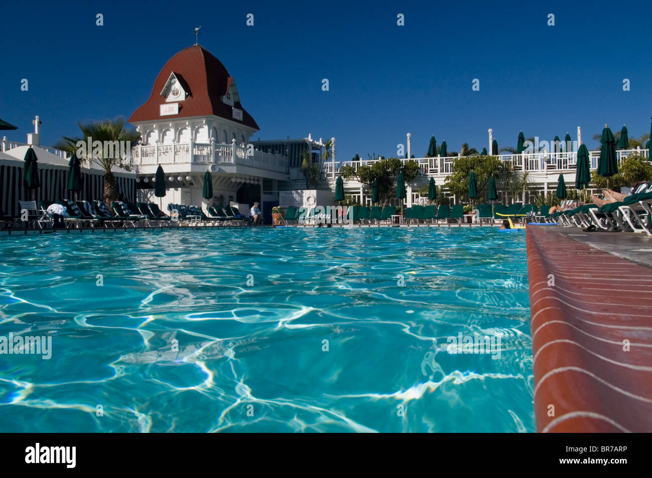 The pool water at the world famous hotel Del Coronado on Coronado ...